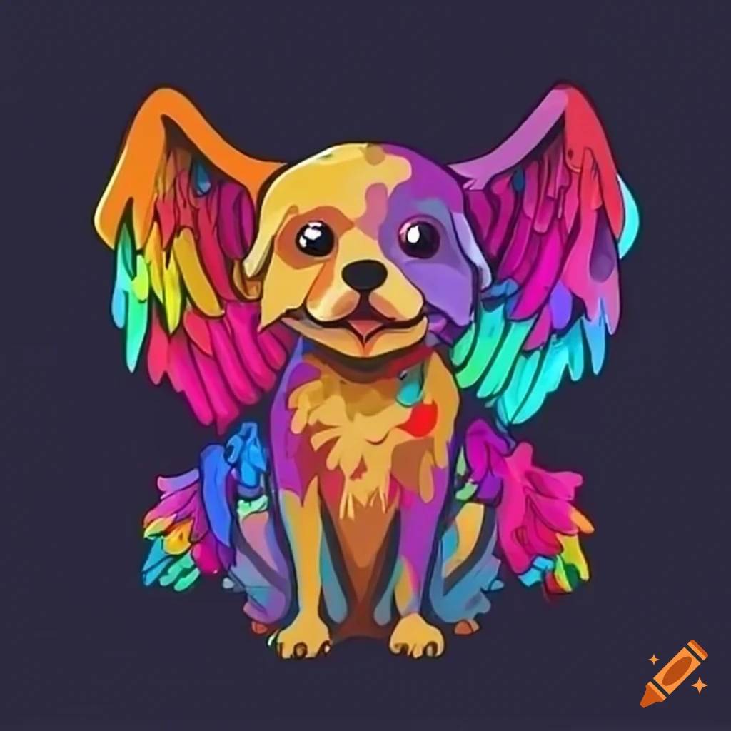 Animated dog with wings on Craiyon