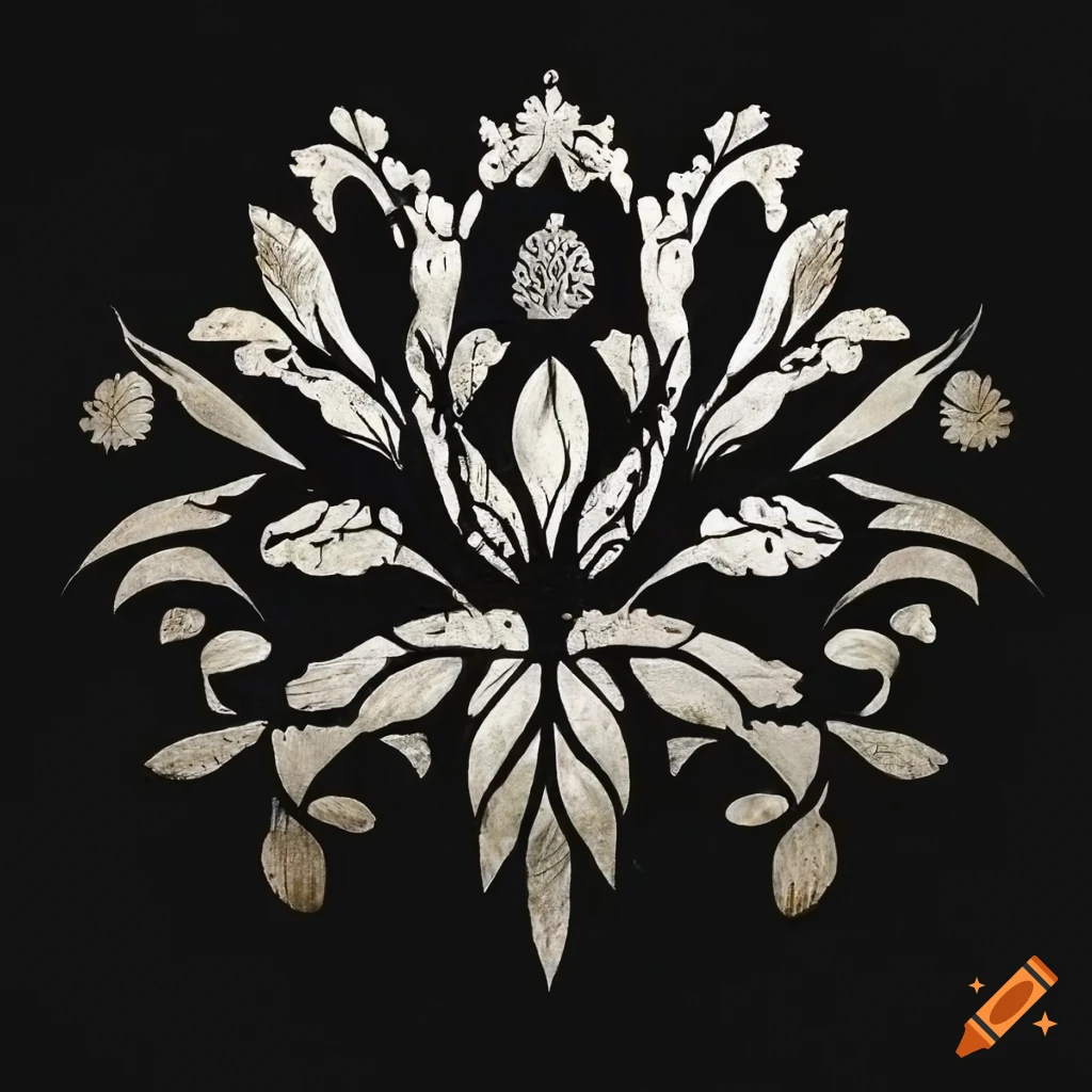 High contrast black and white deconstructed flower stencil art by ...