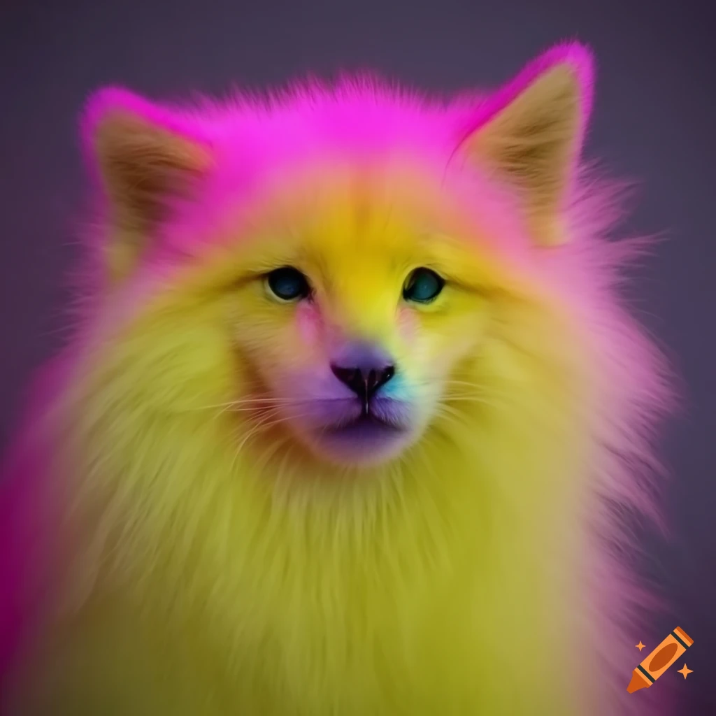 Yellow and pink neon fur texture on Craiyon