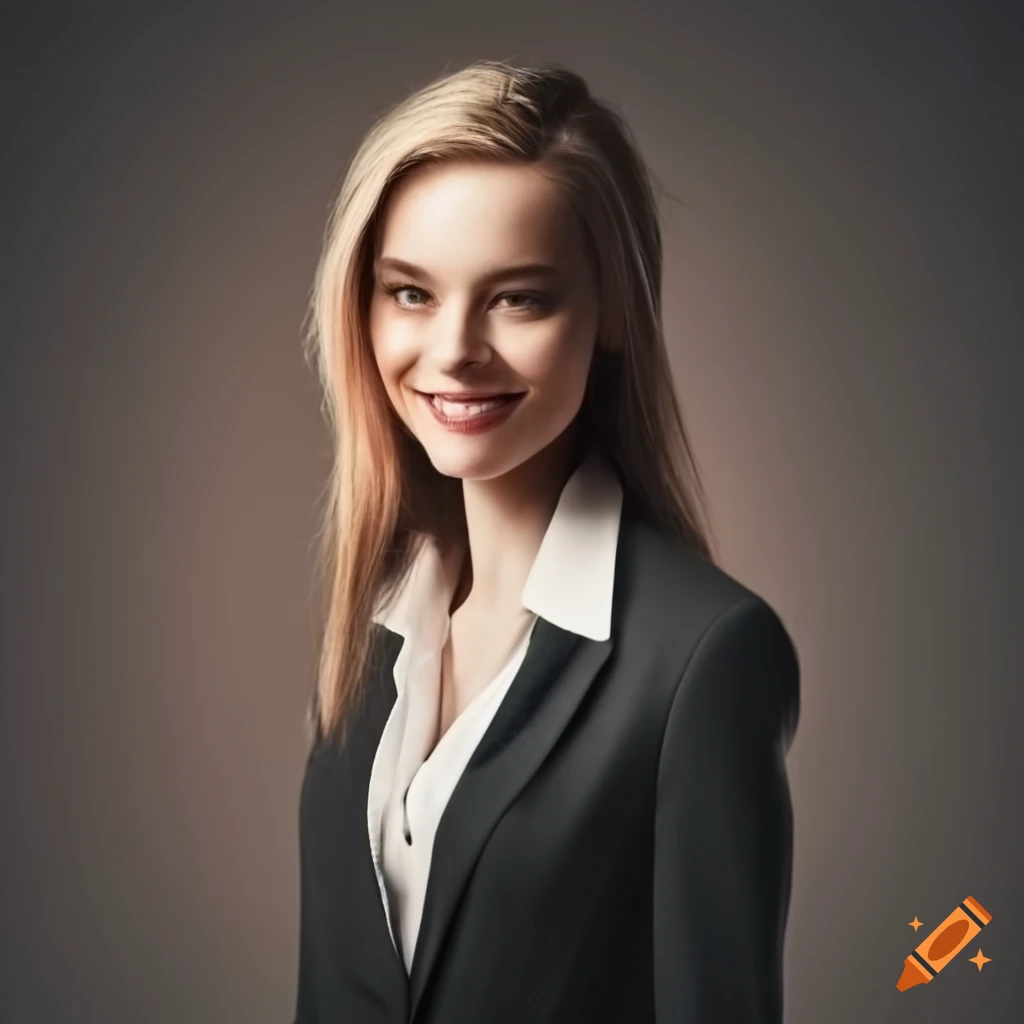 Smiling mid-30s woman in a professional suit for LinkedIn profile on ...