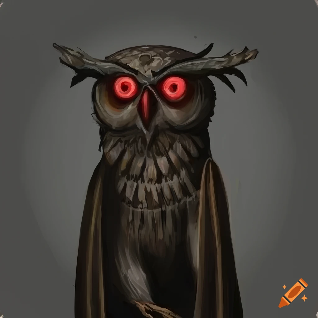 Humanoid owl in a cloak with a middle ages style in the manner of ...