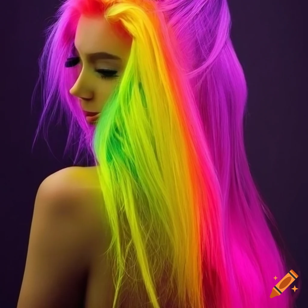Person With Pink And Yellow Neon Hair On Craiyon