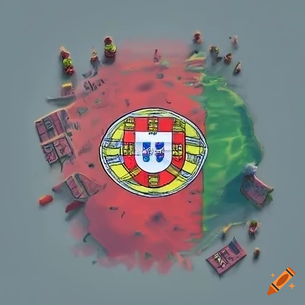 Artistic representation of the flag of Portugal with vibrant colors ...