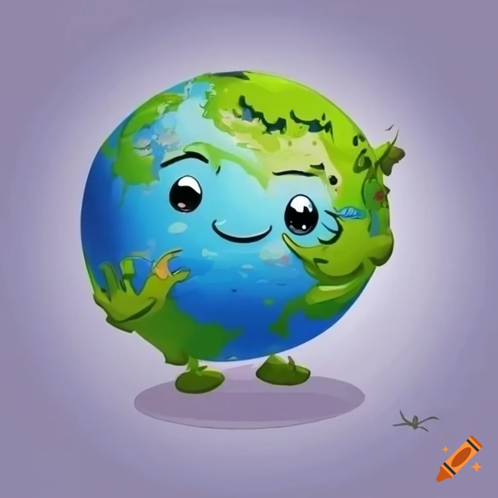 Smiling cartoon earth character on Craiyon