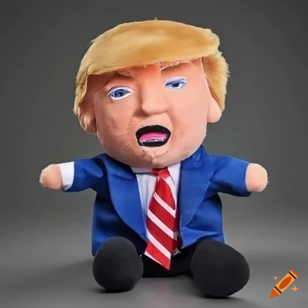 Satirical donald trump stuffed doll on Craiyon