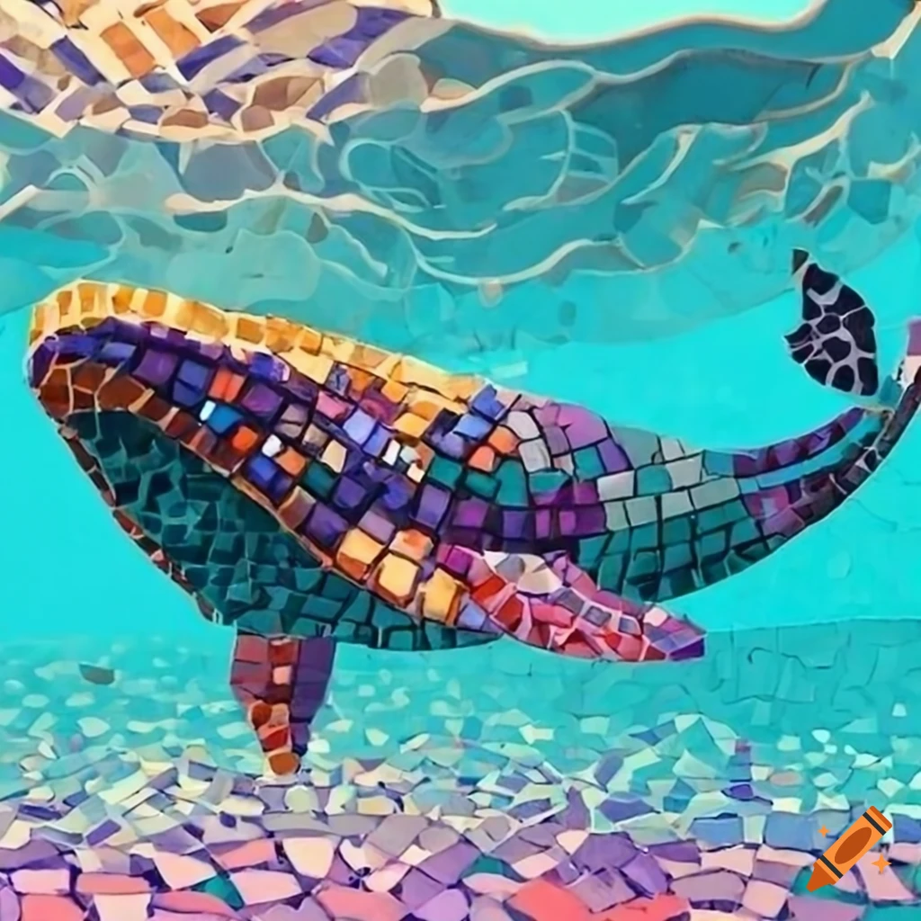Mosaic whale art on Craiyon