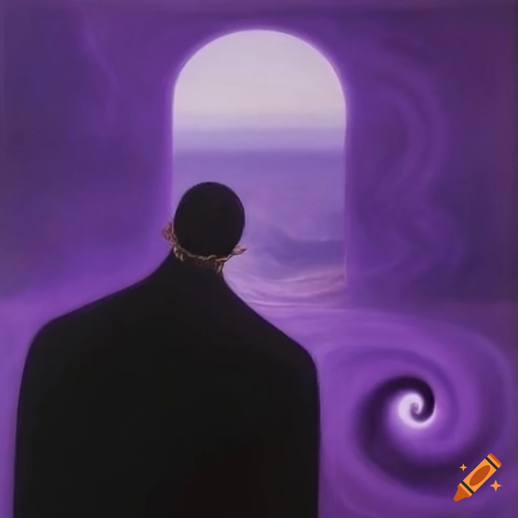 Art by Rene Magritte showing a mysterious shadow figure falling into a ...