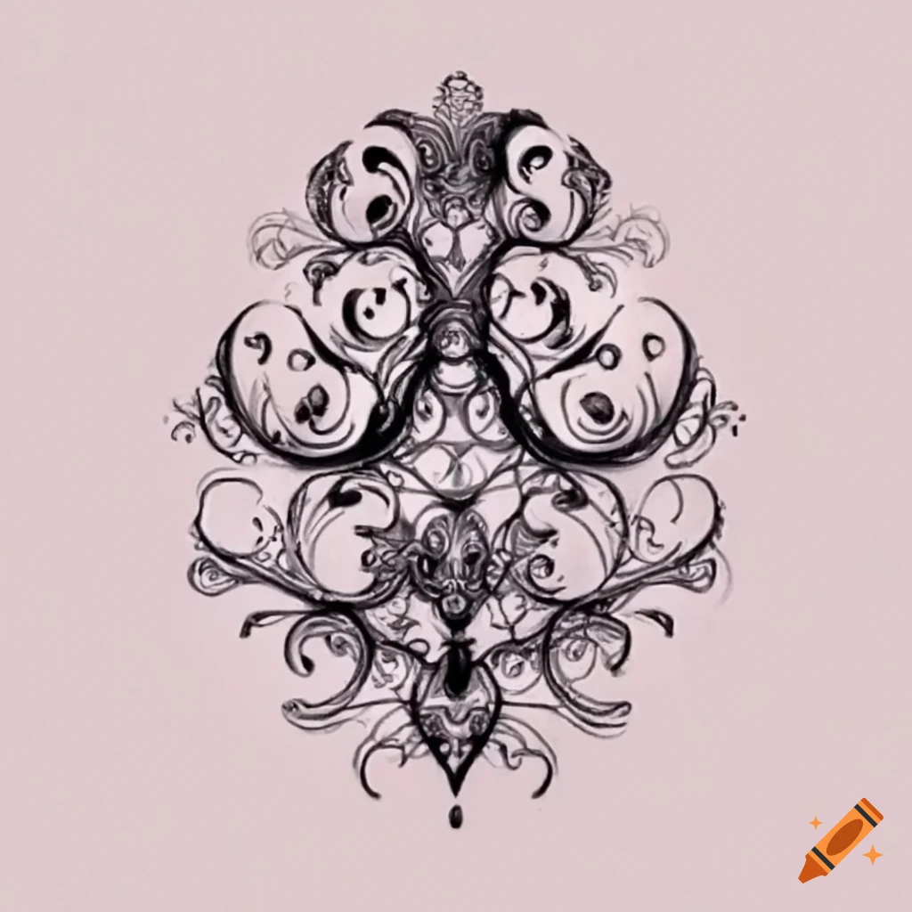 Filigree line art with hearts on Craiyon