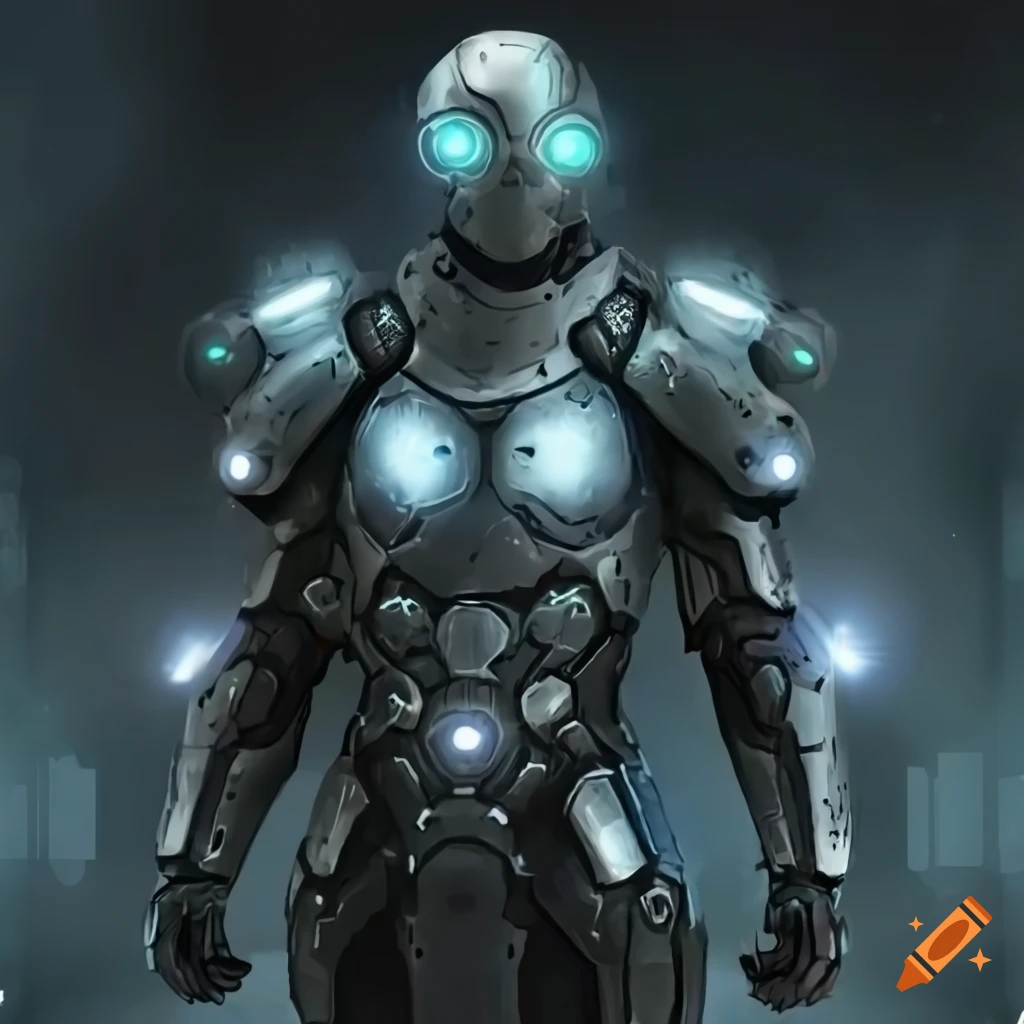 Man in futuristic armor holding golden energy orbs on Craiyon