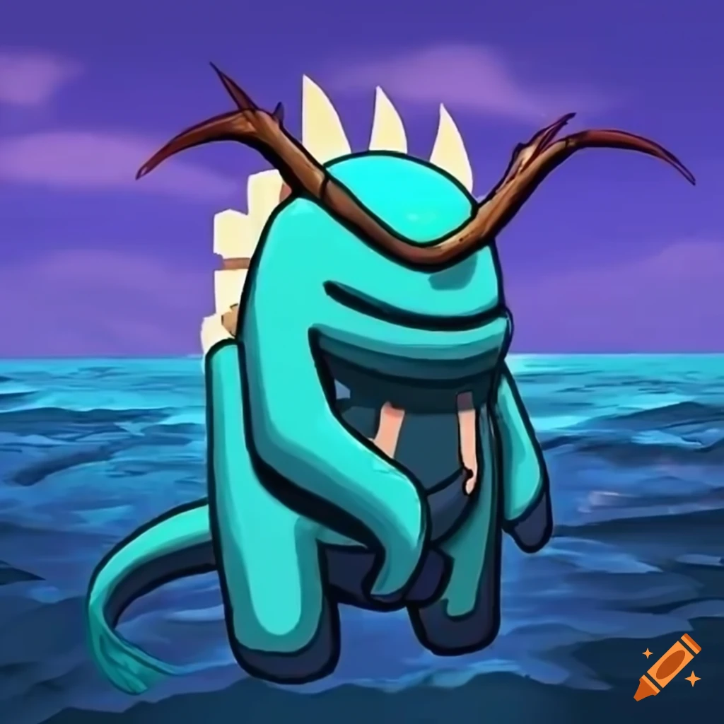 Among Us male ocean dragon boss with Osial and Beisht dragonling in the ...