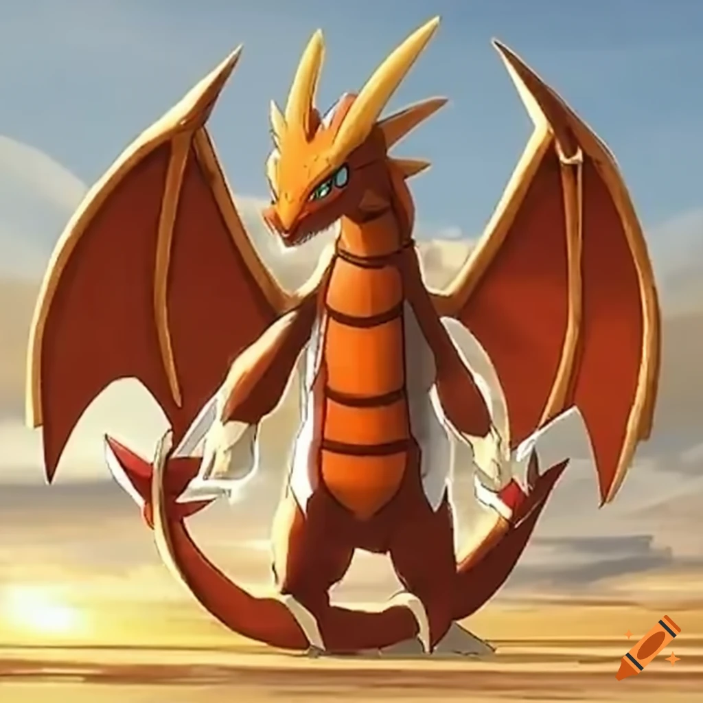 Fiery Fire-Dragon Pokemon soaring with majestic wings on Craiyon