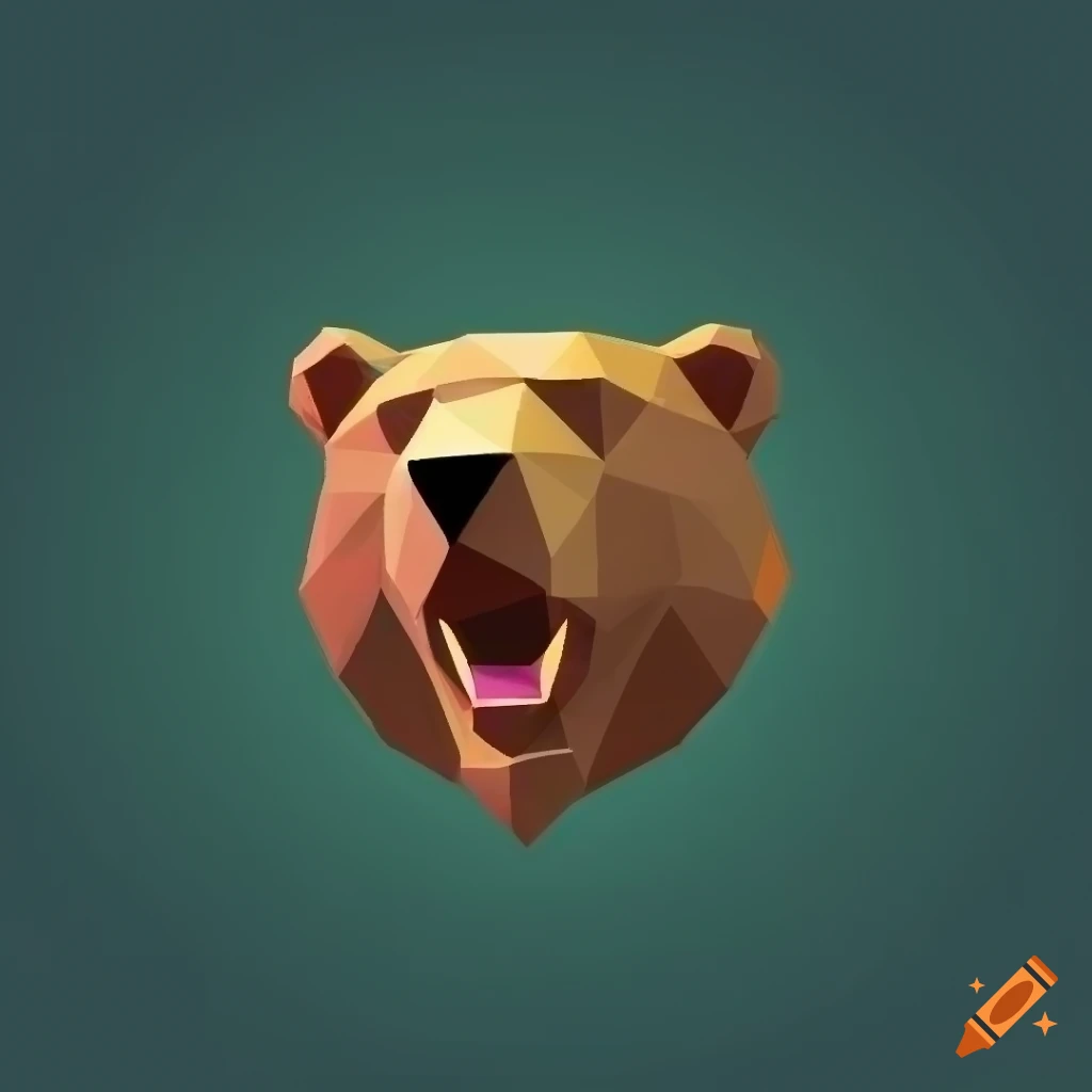 Low polygon bear icon in light colors on Craiyon