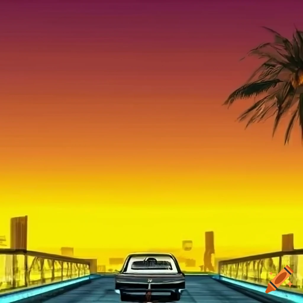 Gta vice city yellow themed background on Craiyon