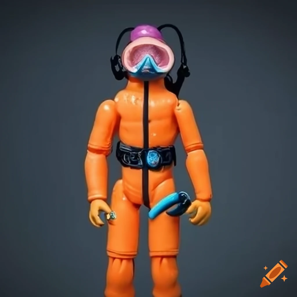 Scuba diver figure in orange jumpsuit on Craiyon