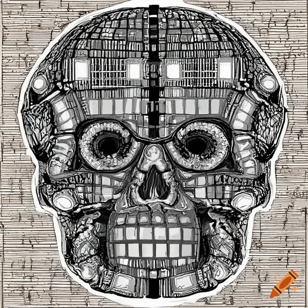 Colorful disco skull illustration on Craiyon
