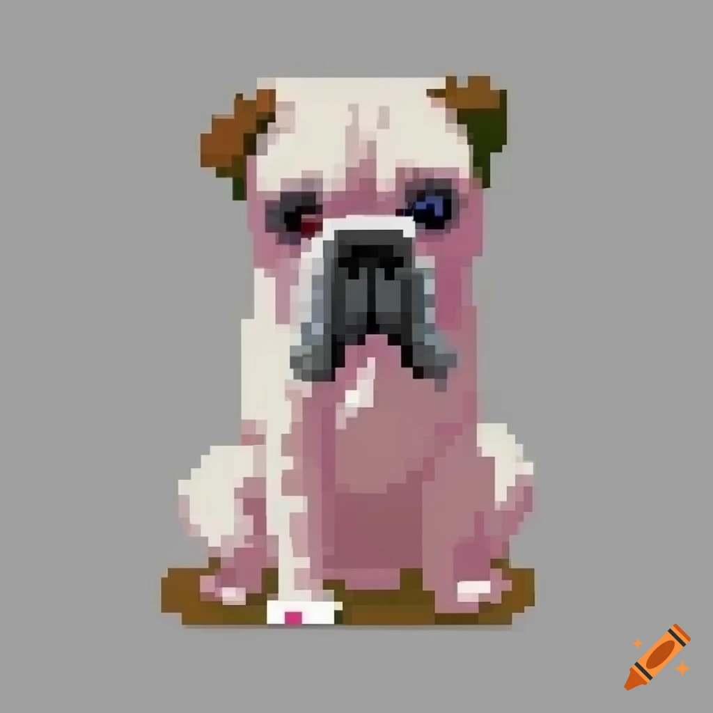 Pixel art of a cute white boxer dog on Craiyon
