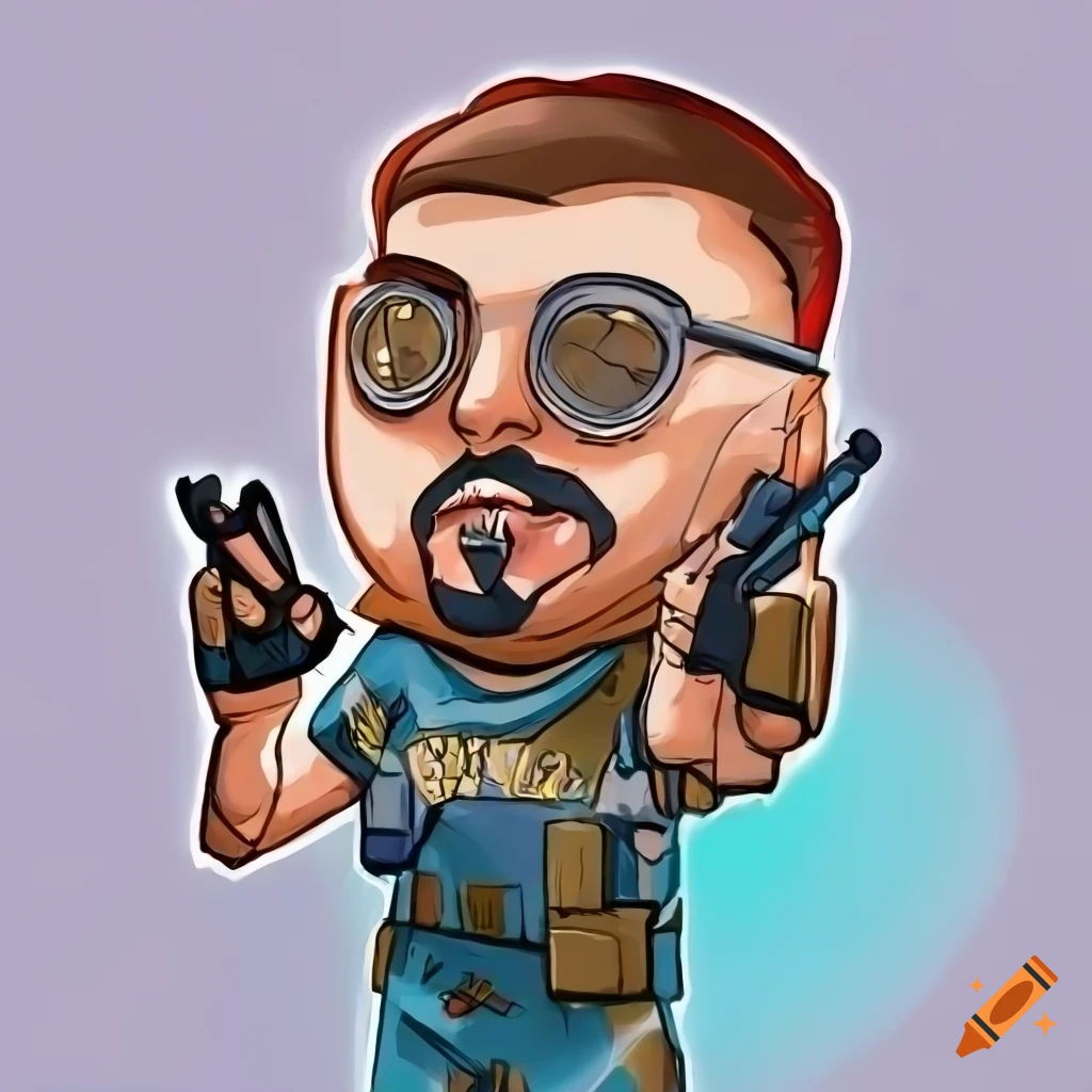 Cartoon illustration of professional cs:go player dotfeo on Craiyon