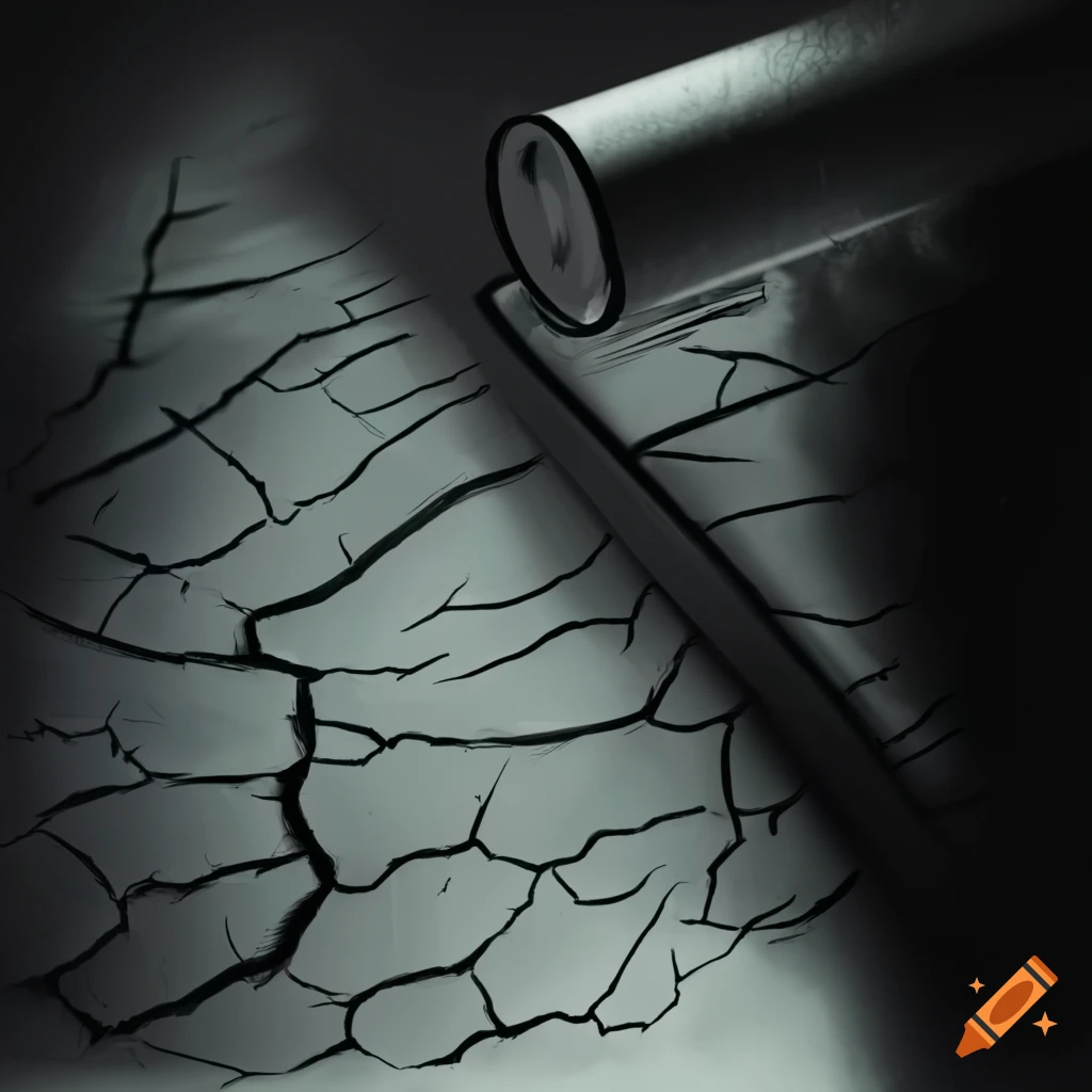 Side view sketch of a healed cracked thin film on substrate on Craiyon