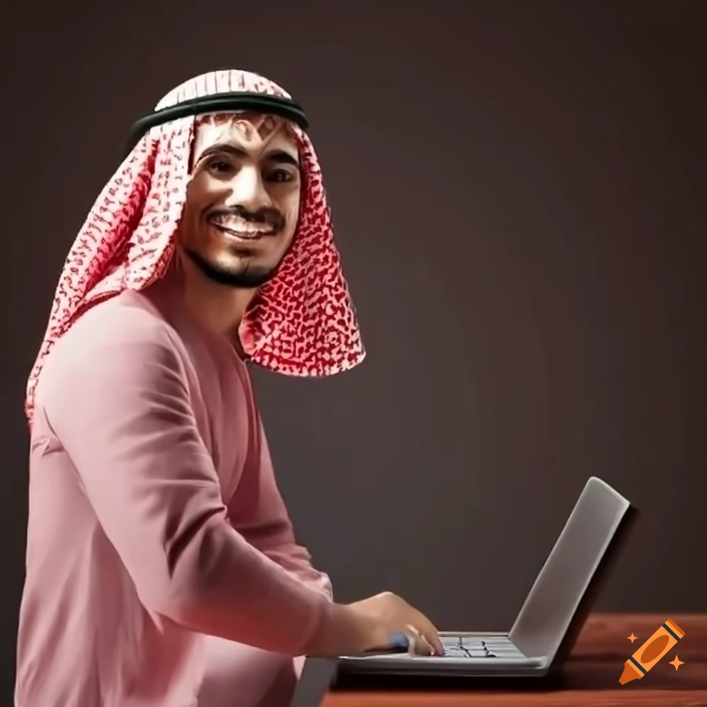 Young man using a computer on Craiyon