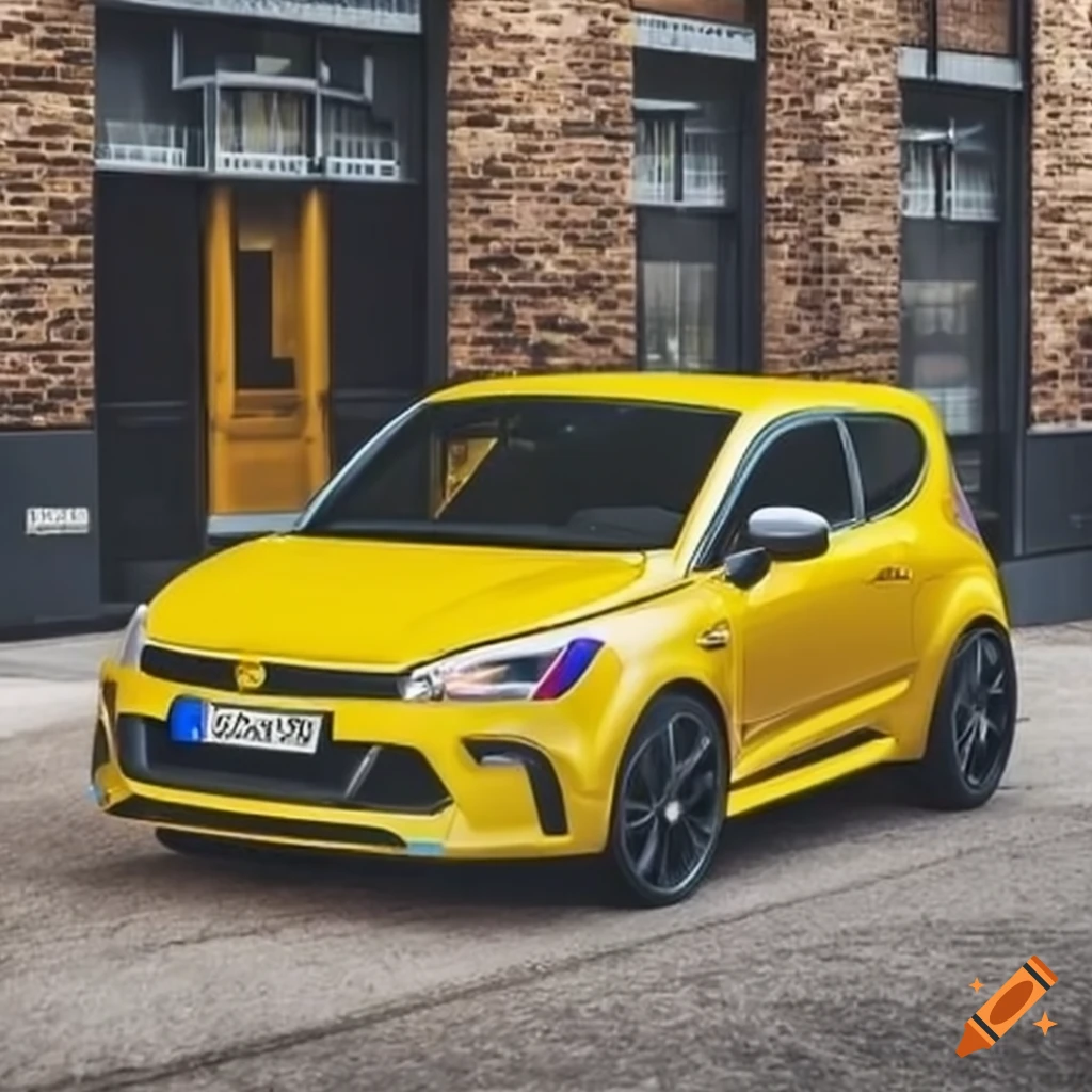 Modern yellow hot hatch car on Craiyon