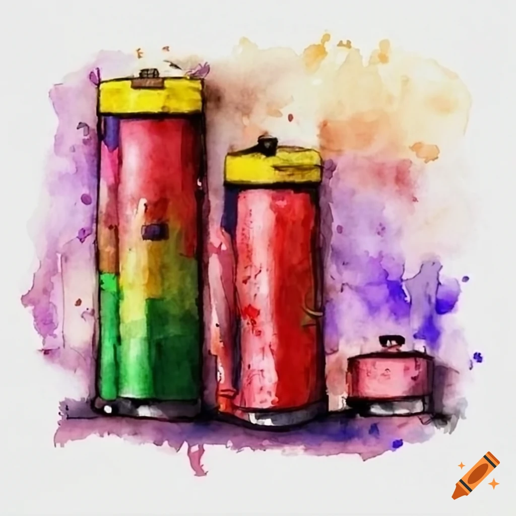 Battery illustration in watercolor on Craiyon