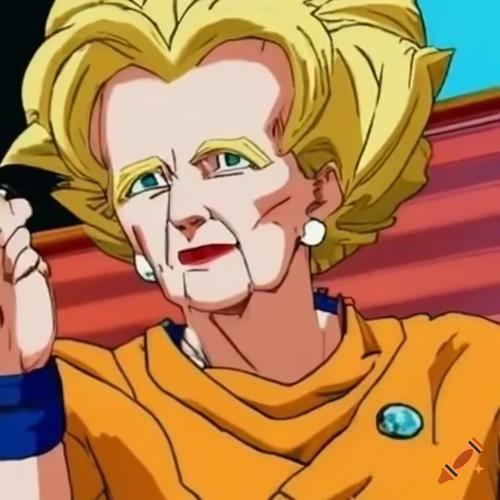 Margaret thatcher in a super saiyan style like goku from dragon ball z ...