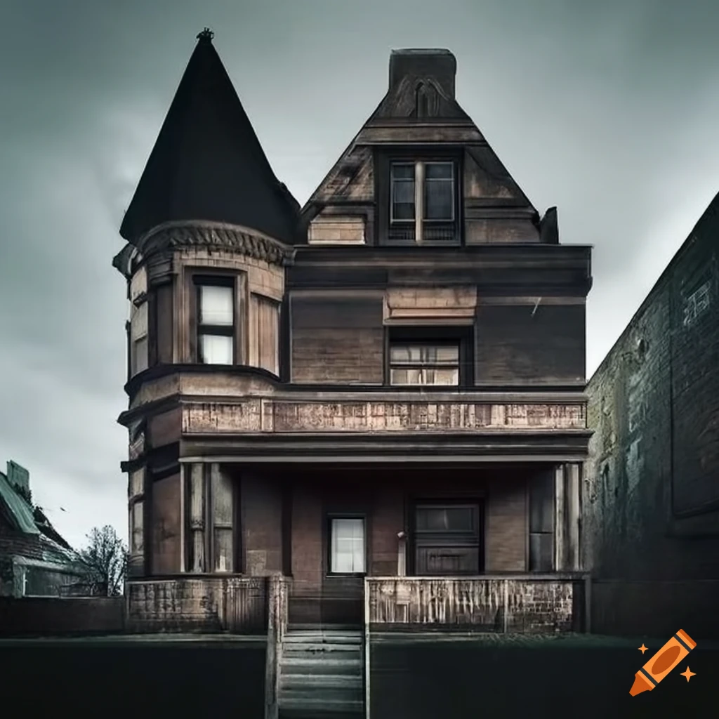 Brutalist victorian house on Craiyon