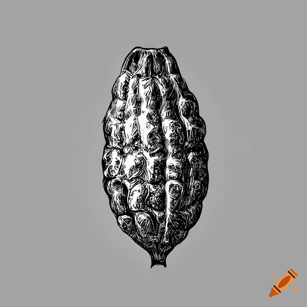 Line art drawing of cacao pods on Craiyon