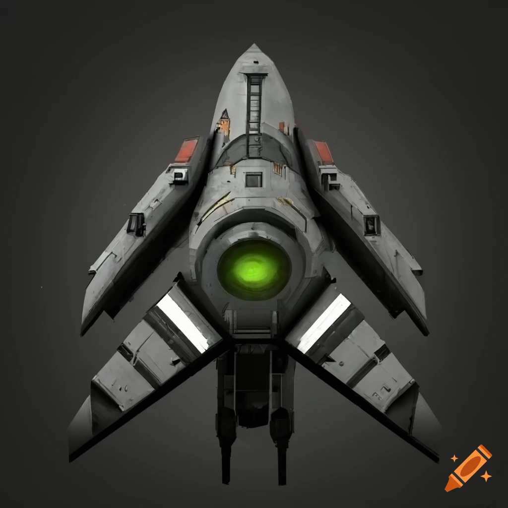 Detailed grey industrial spaceship from a top-down game perspective on ...