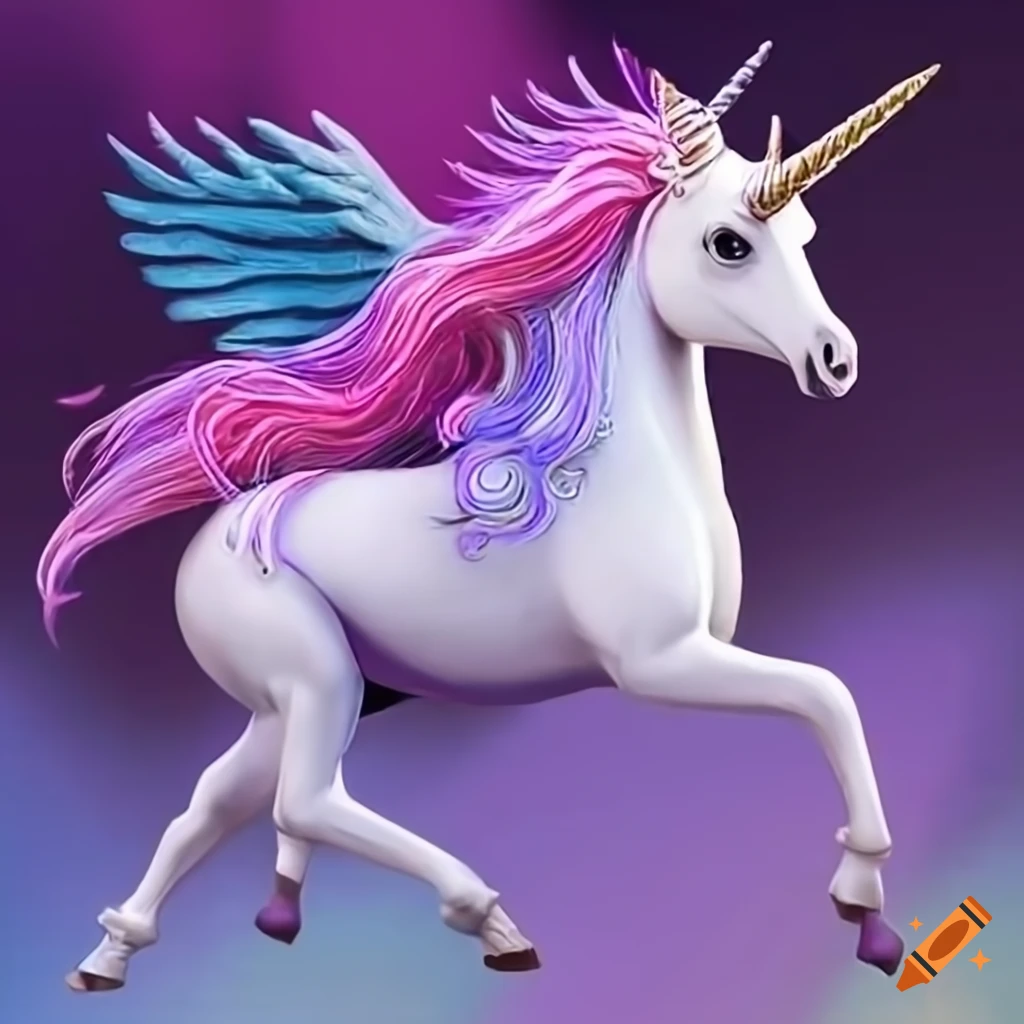 Angel riding a unicorn on Craiyon
