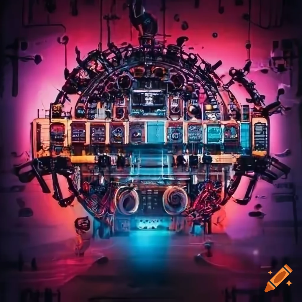 Turing machine mixed with live rock band on Craiyon