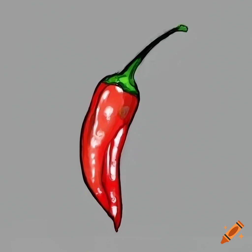 Chili drawing on white background with crayon in a comic style on Craiyon