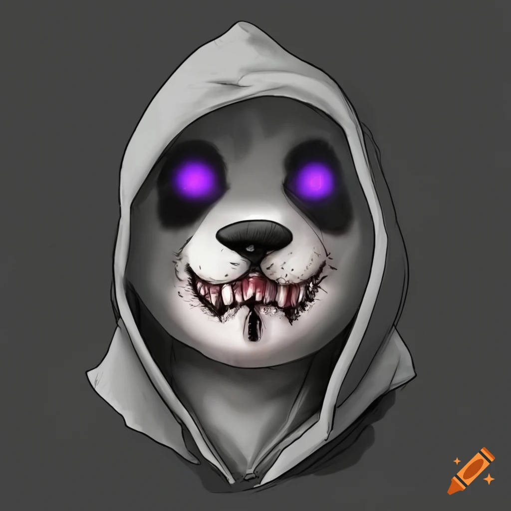 Illustration of a panda wearing a hoodie on Craiyon