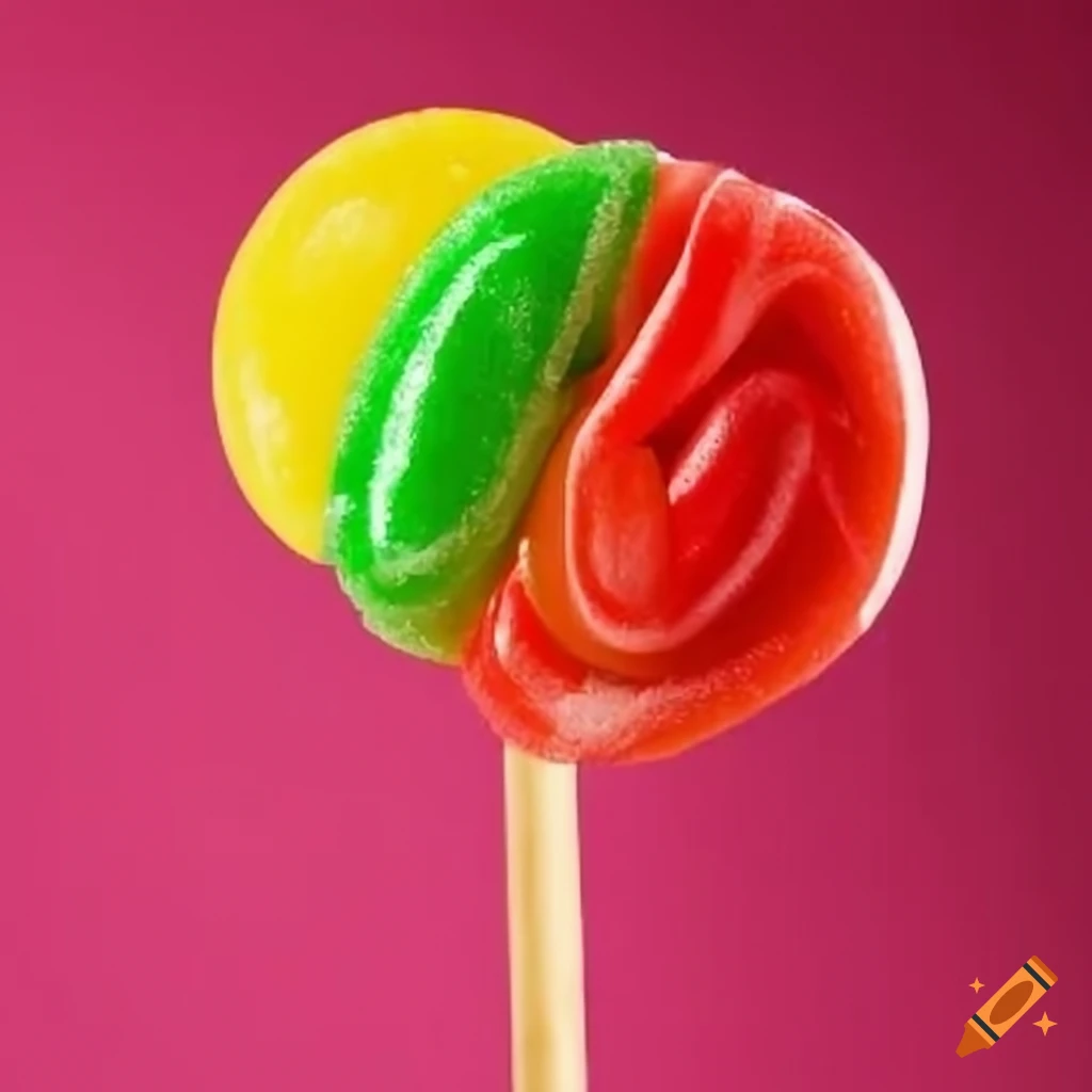 Flavored sour candy stick in red, green, and yellow colors on Craiyon