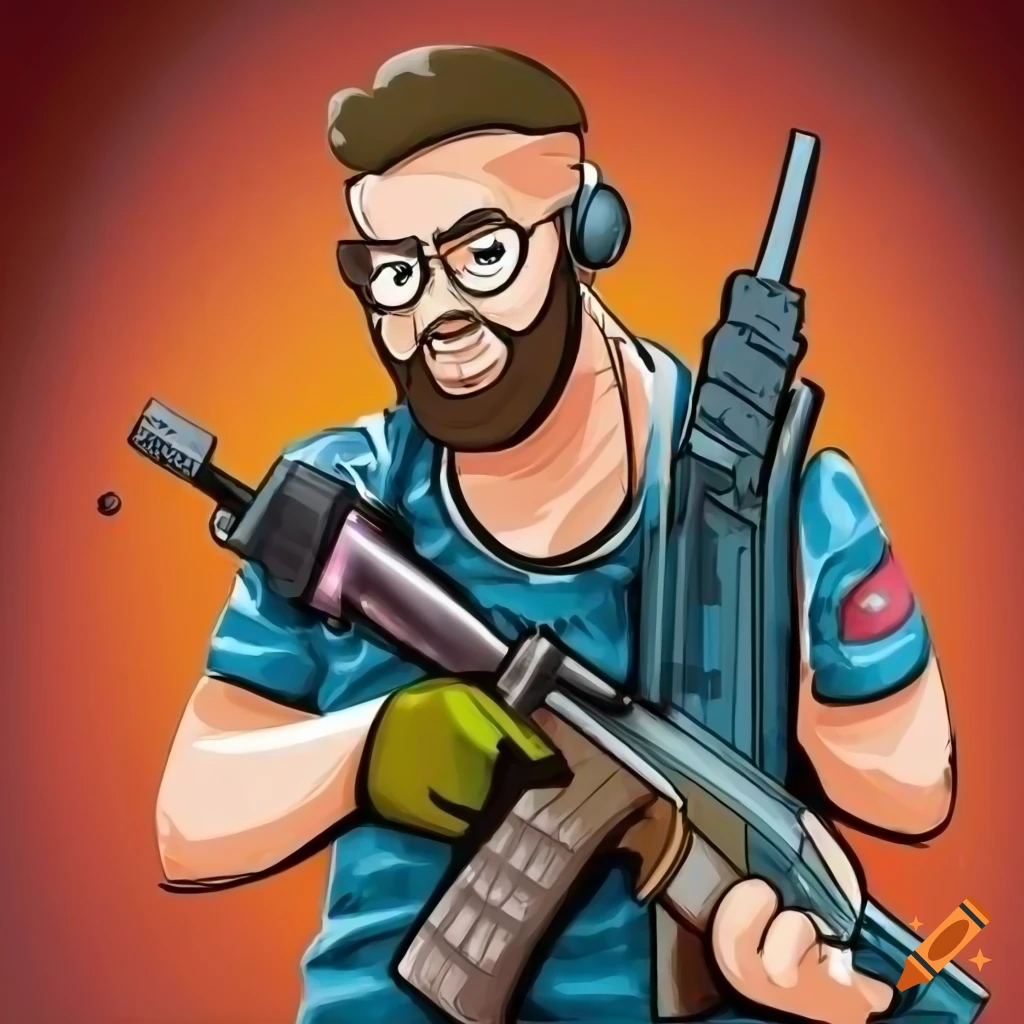 Cartoon illustration of professional CS:GO player dotFeo on Craiyon