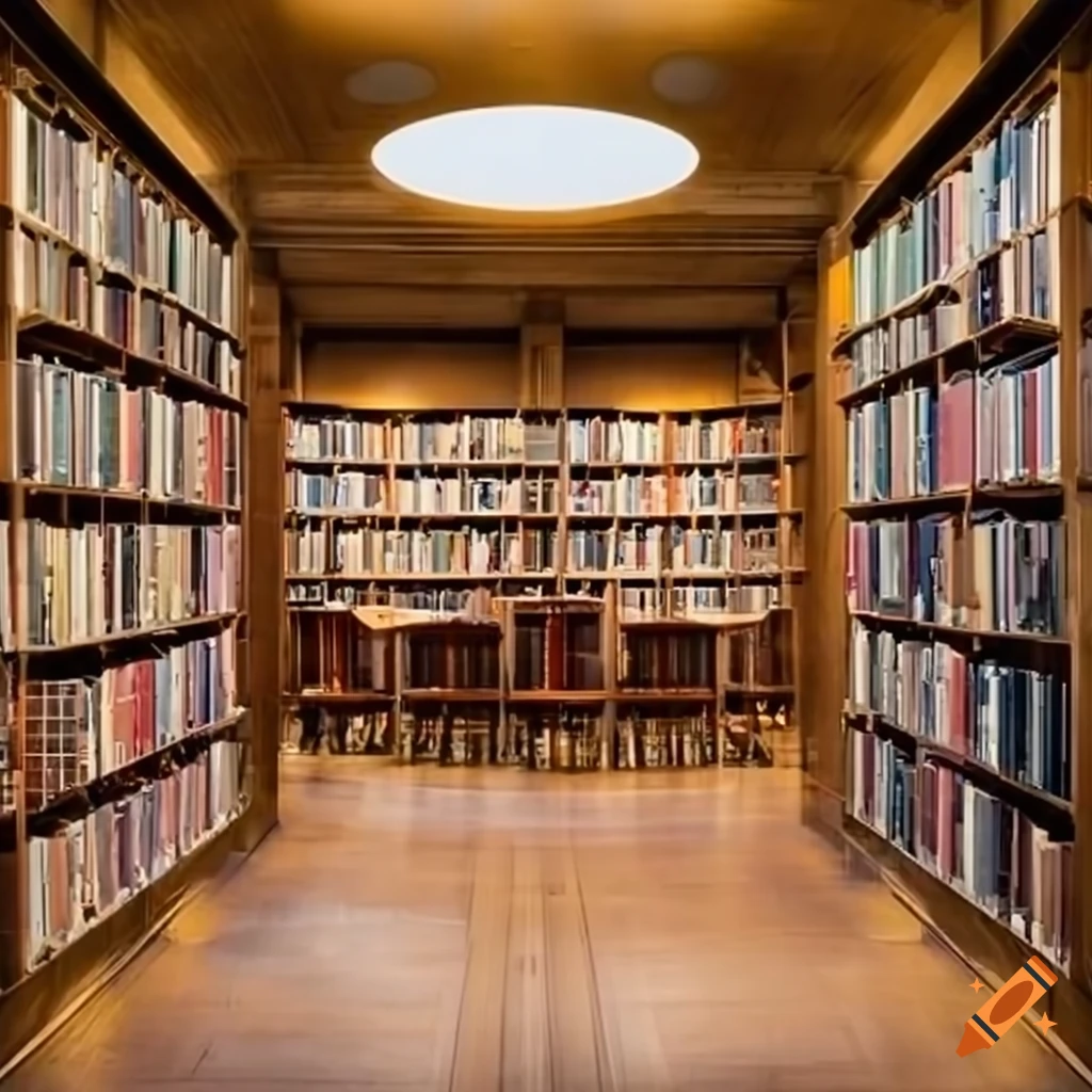 Swiss law library with curated books and warm lighting on Craiyon