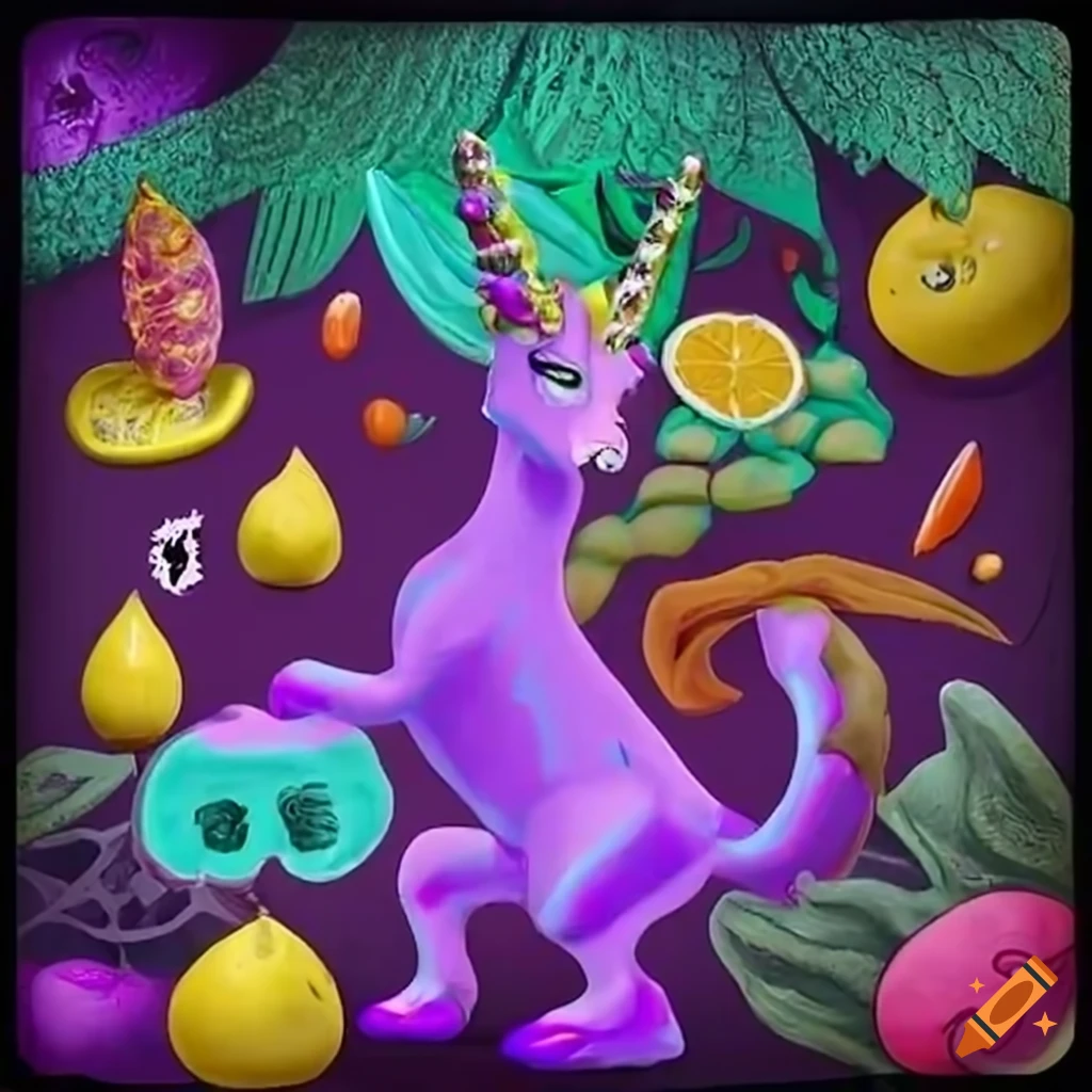 Mythical creatures and mutant omega mart lemon fruit monster in a ...
