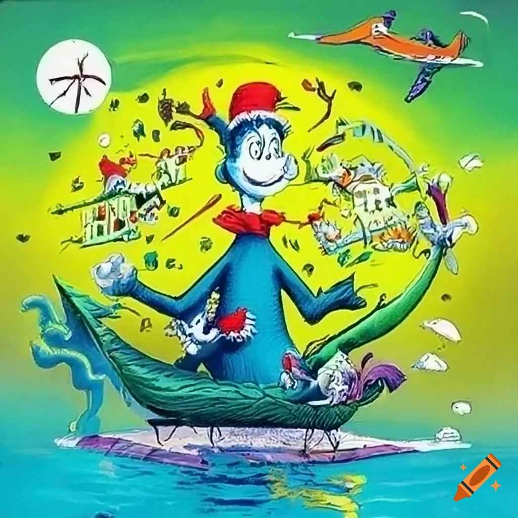 Colorful humorous book illustration in the style of dr. theodor seuss ...