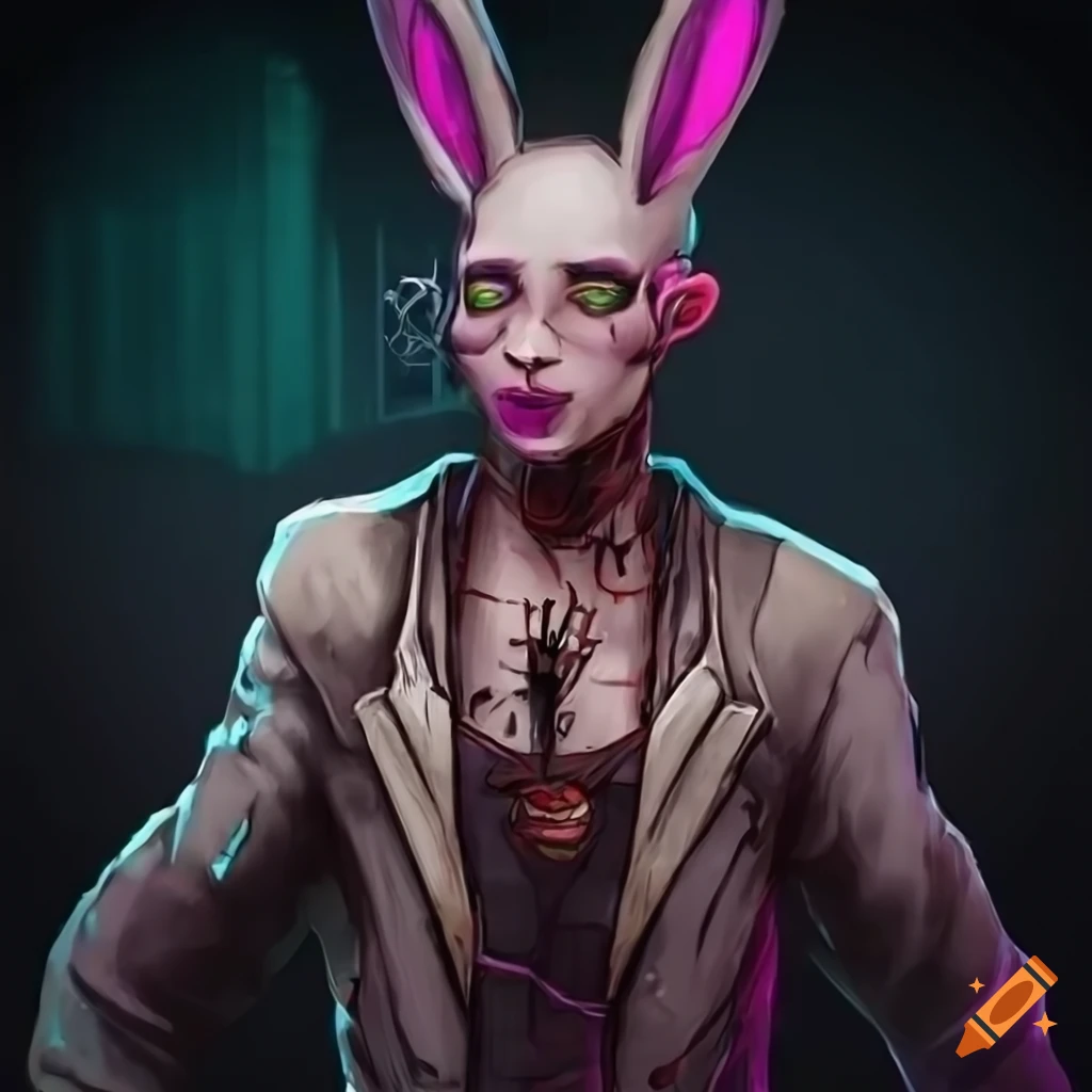 Handsome cyberpunk character with half man half rabbit appearance on ...