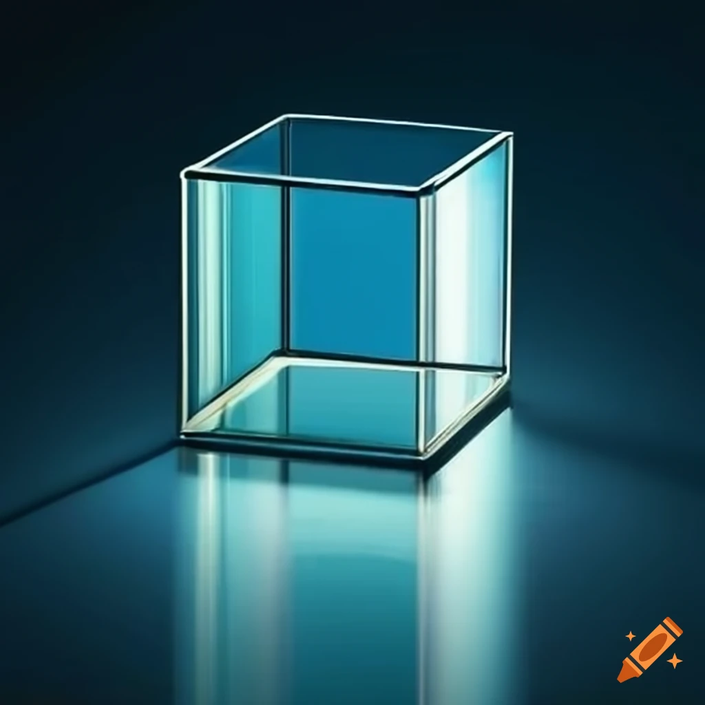 High quality glass box with light reflections on Craiyon