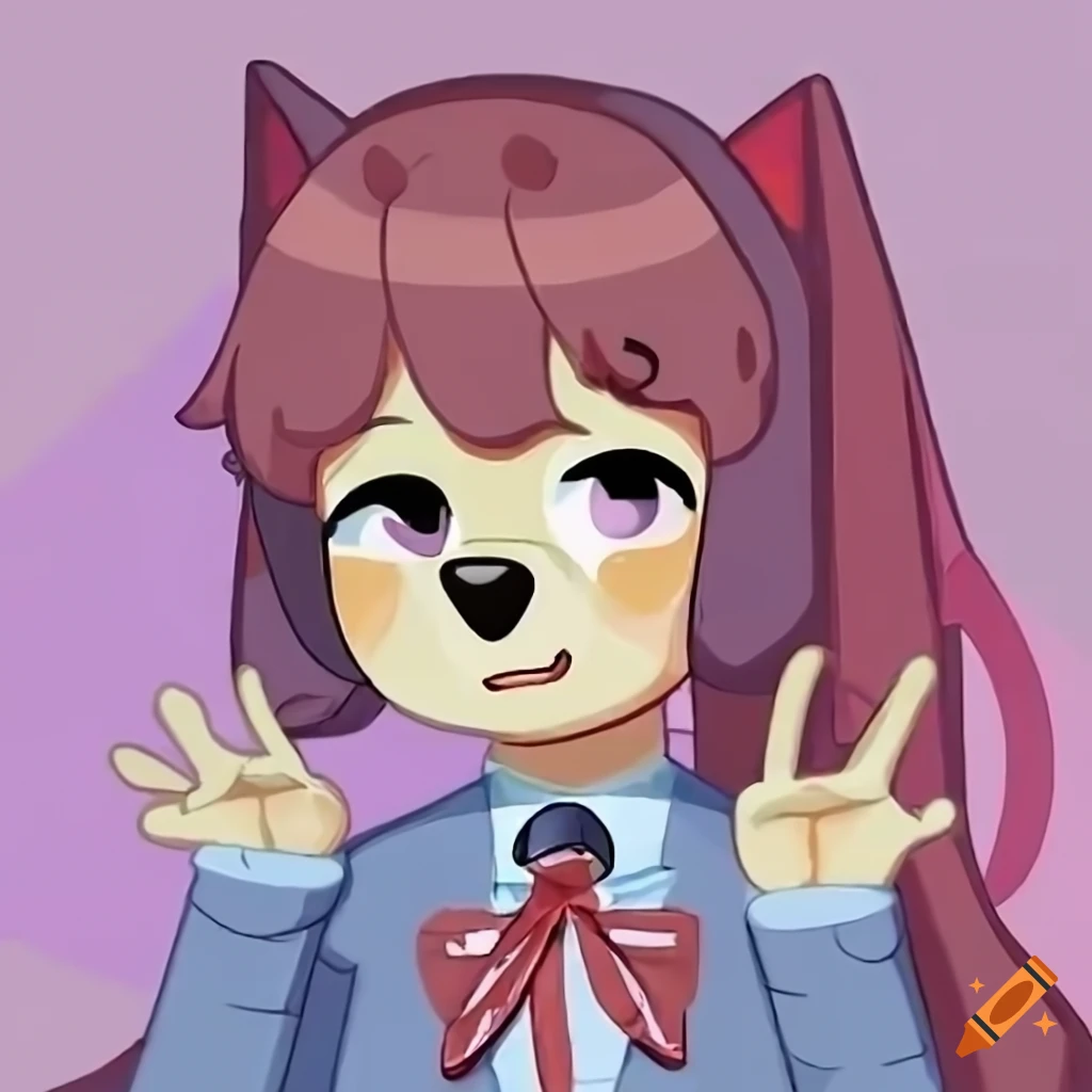 Bluey as a character from doki doki literature club on Craiyon