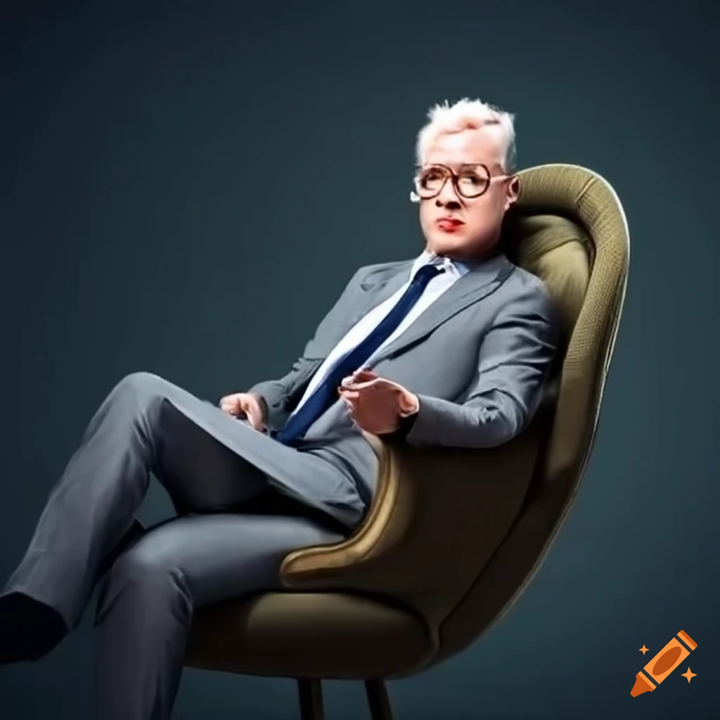 Successful ceo sitting on a chair made of money on Craiyon