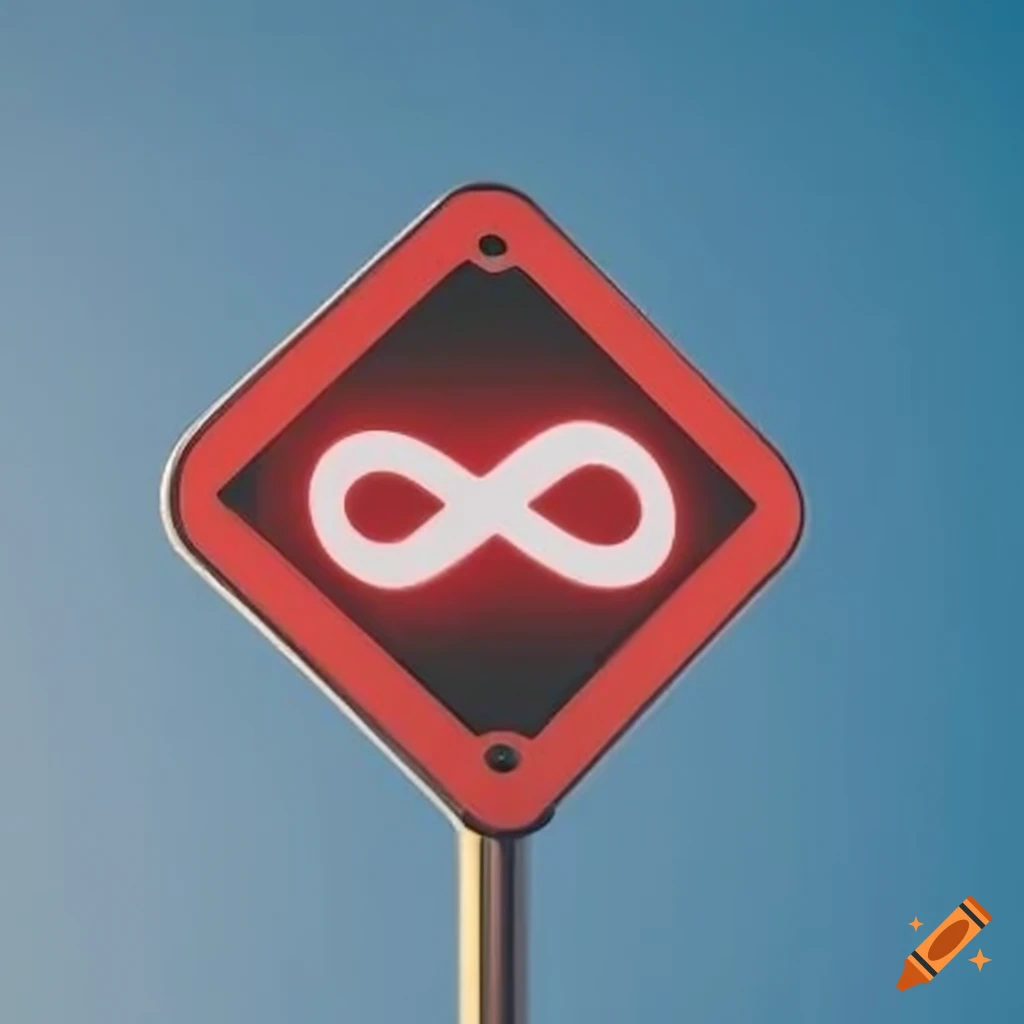 Infinite stop sign intertwined with infinite sign against a blue sky on ...