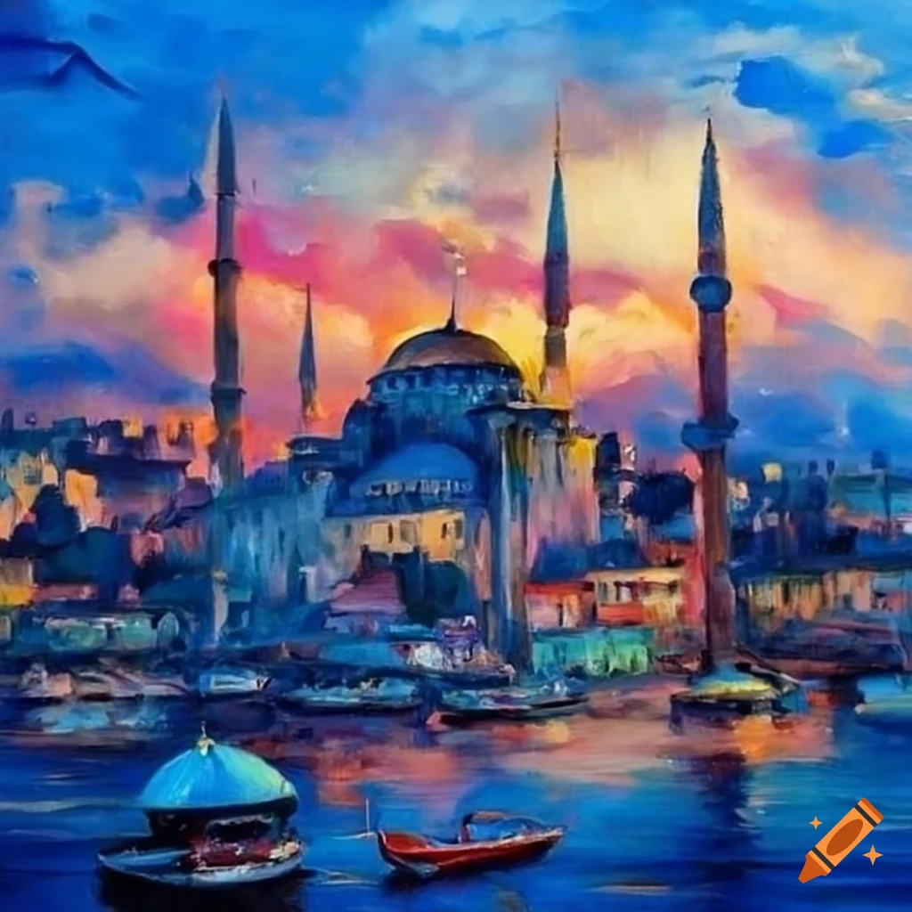 Oil painting capturing the beauty of istanbul on Craiyon
