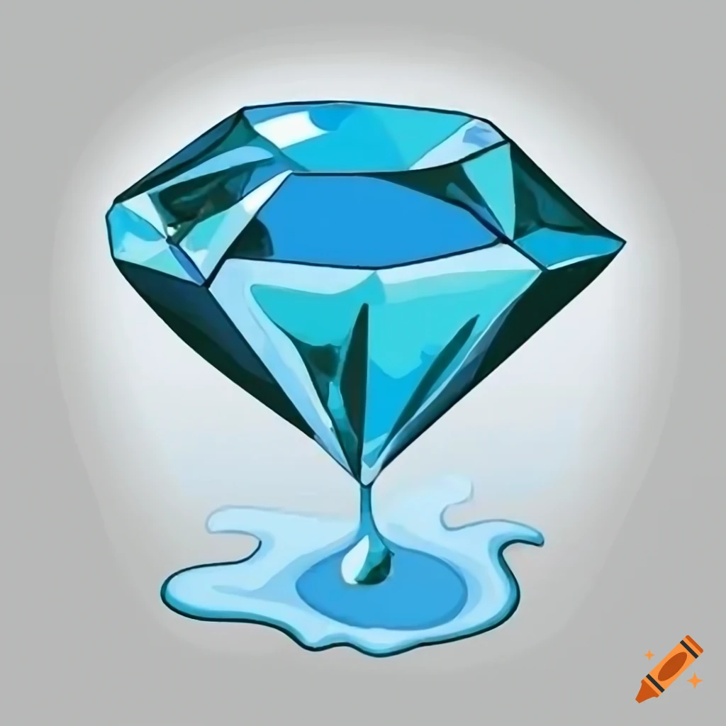 Melting ice and diamond in a cartoon style on Craiyon