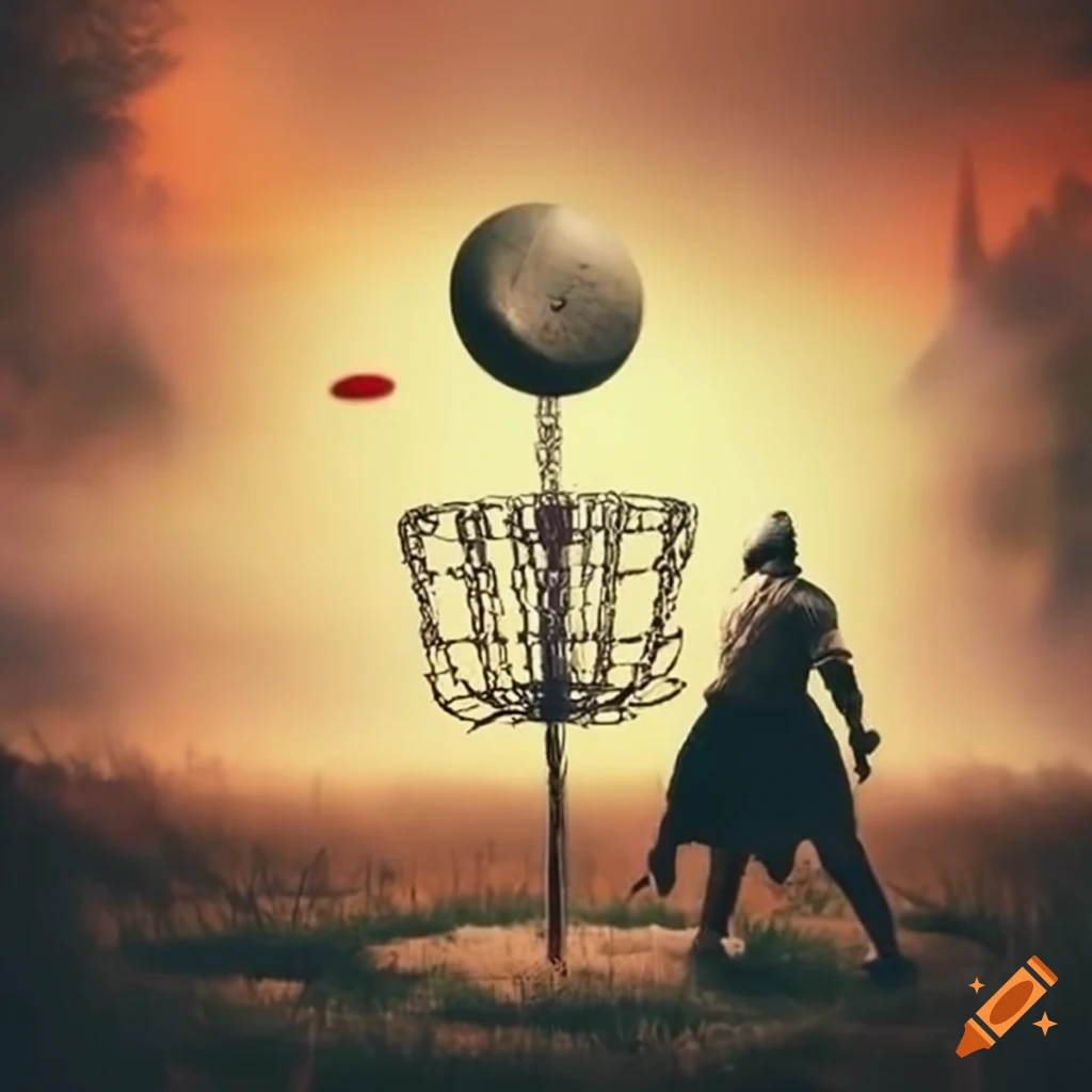 Knights playing disc golf in medieval times on Craiyon