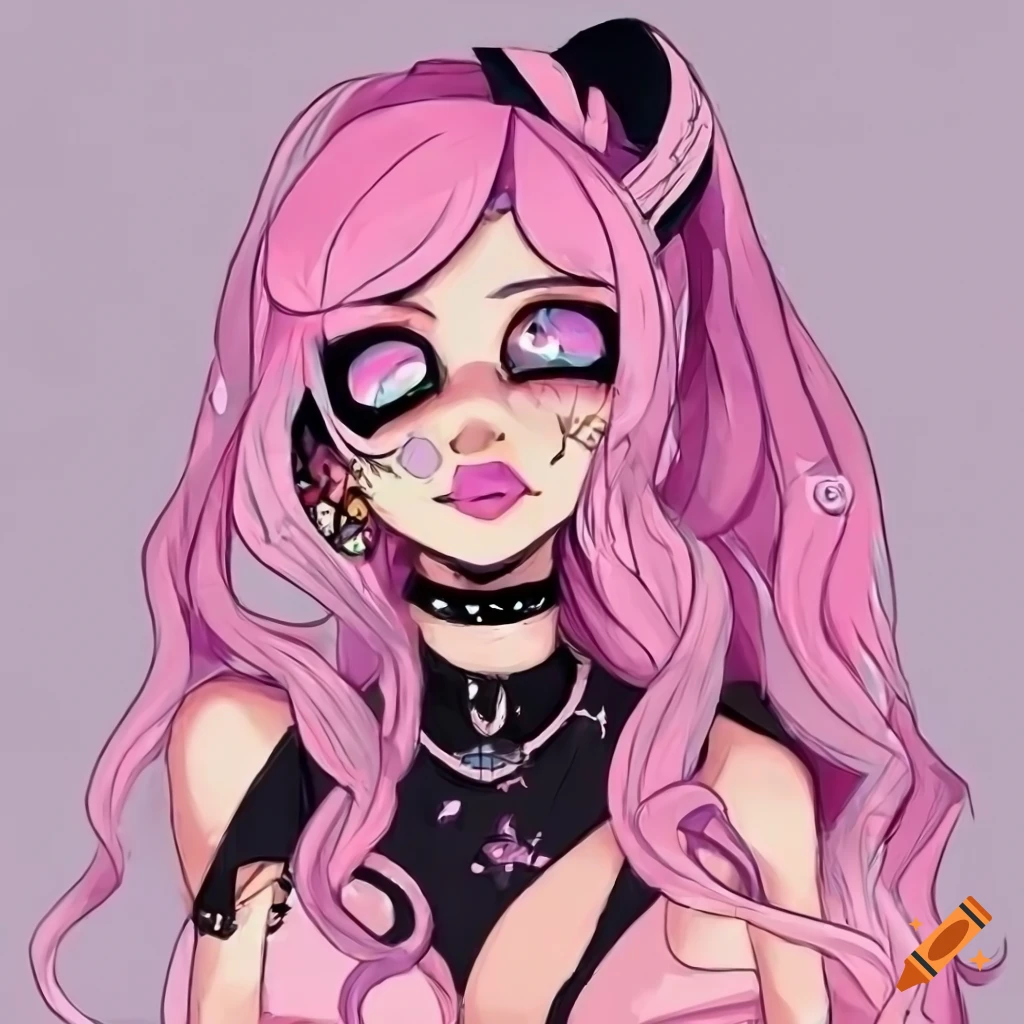 Couple embracing in pastel goth and gamer style on Craiyon