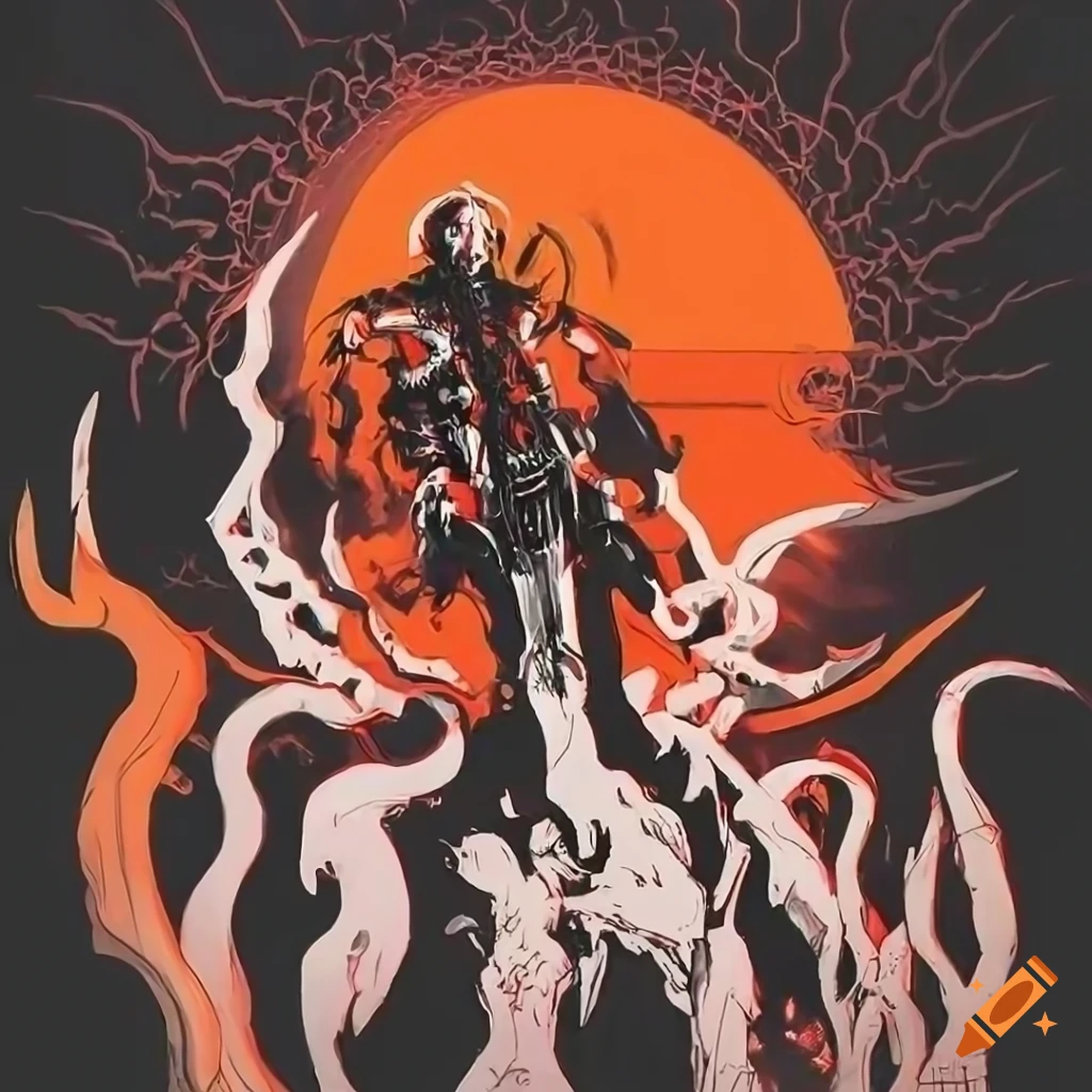 Artistic composition with bright neon colors and demonic theme on Craiyon