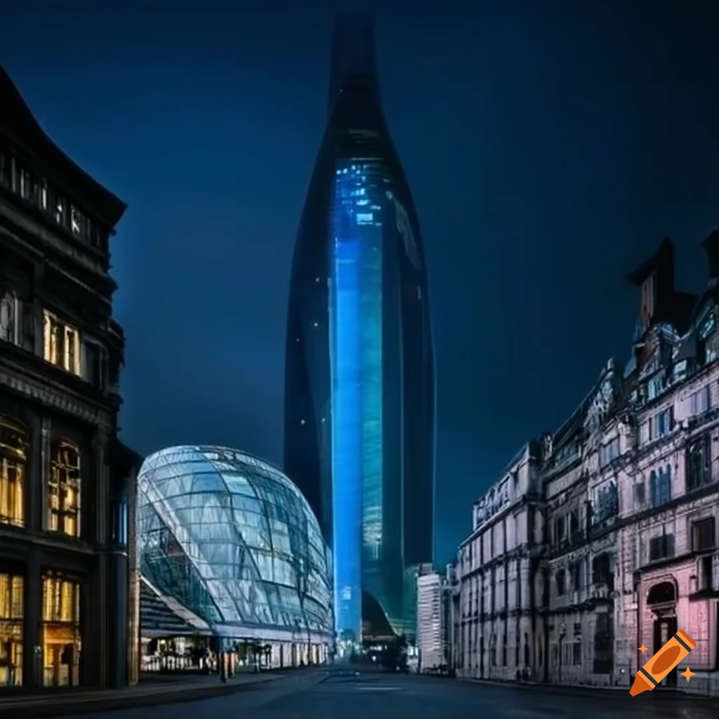 Futuristic cityscape of manchester, uk on Craiyon