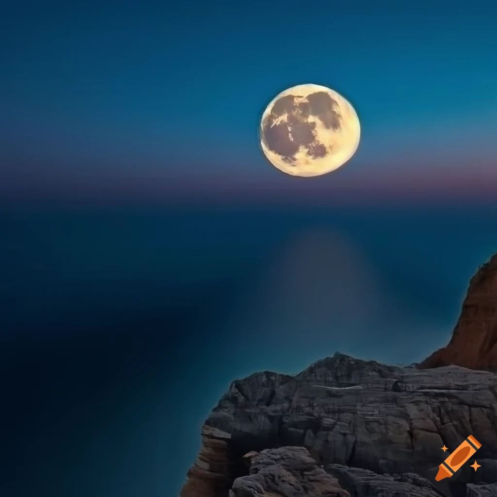 Moonrise over a cliff on Craiyon